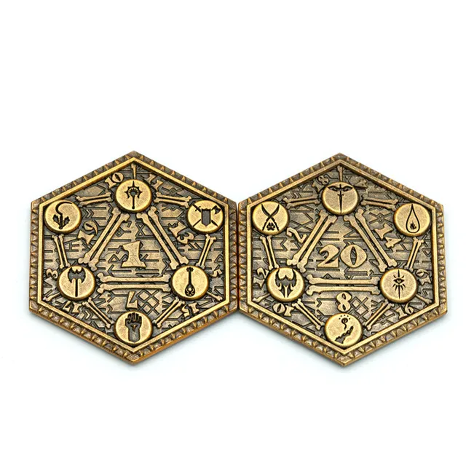 Fortune's Flip: Ancient-Style D2 Coin in 4 Colours