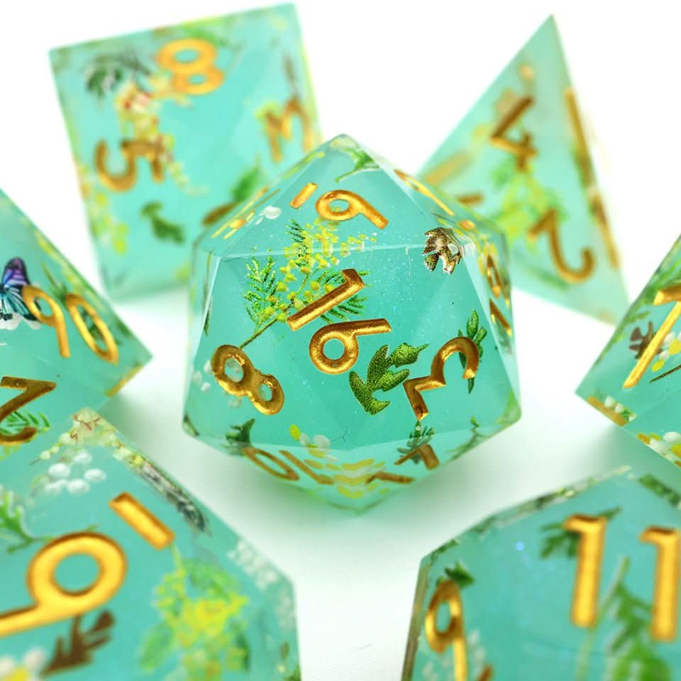Summer Court | Art Core Dice| 7 Piece Set – DND Dice – Tabletop Dominion